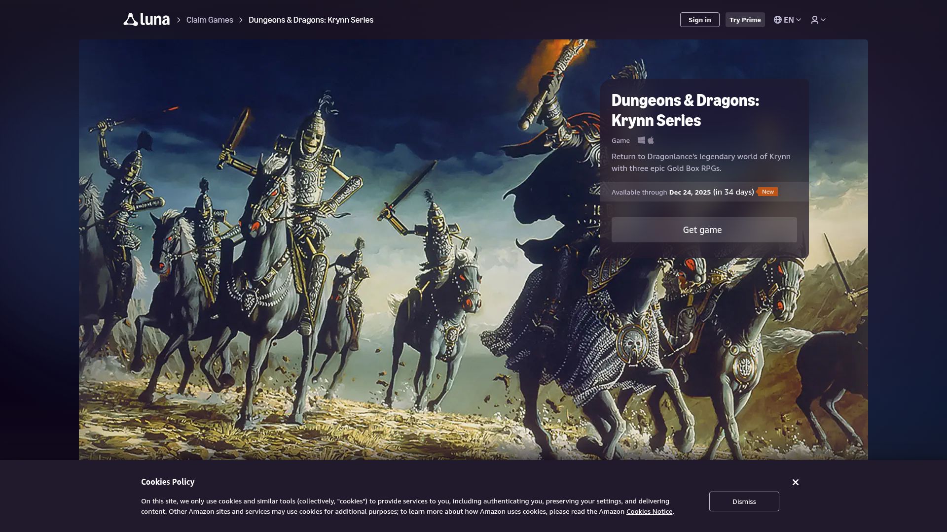 Dungeons & Dragons: Krynn Series - Prime Gaming - NOCASHGAMING